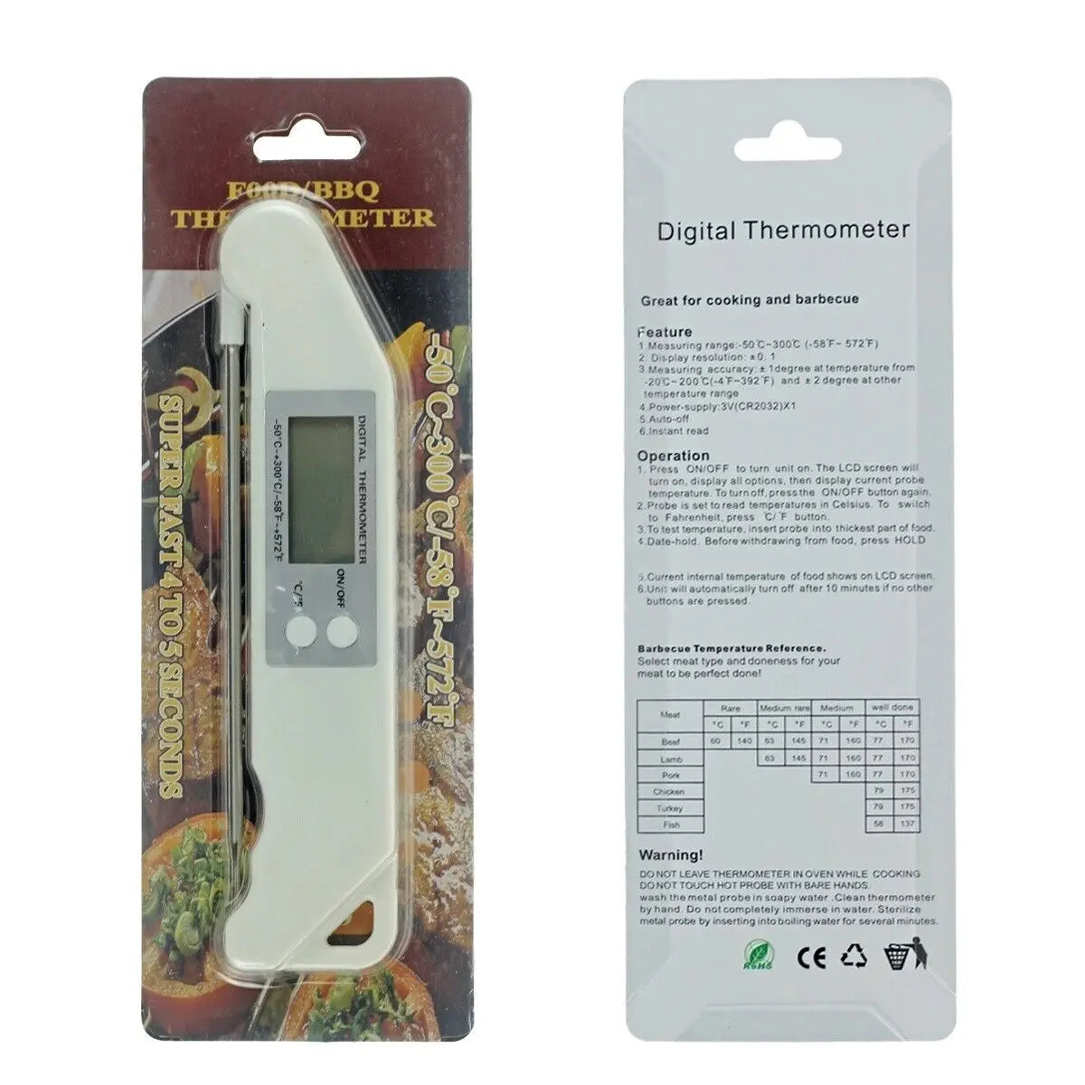 Digital Food Grade Probe Thermometer Folding — JUST BATTERIES AUSTRALIA